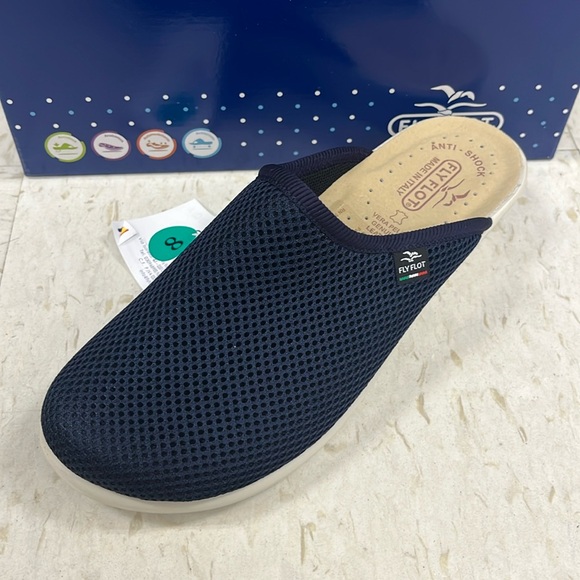 Fly Flot | Shoes | Fly Flot Made In Italy Navy Blue Mesh Clogs Mules ...